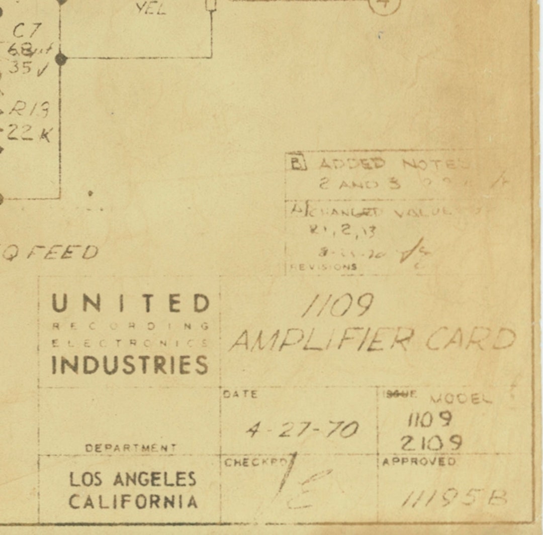 Rare UREI / Universal Audio 1109 Preamp / Amplifier Card Schematic ...