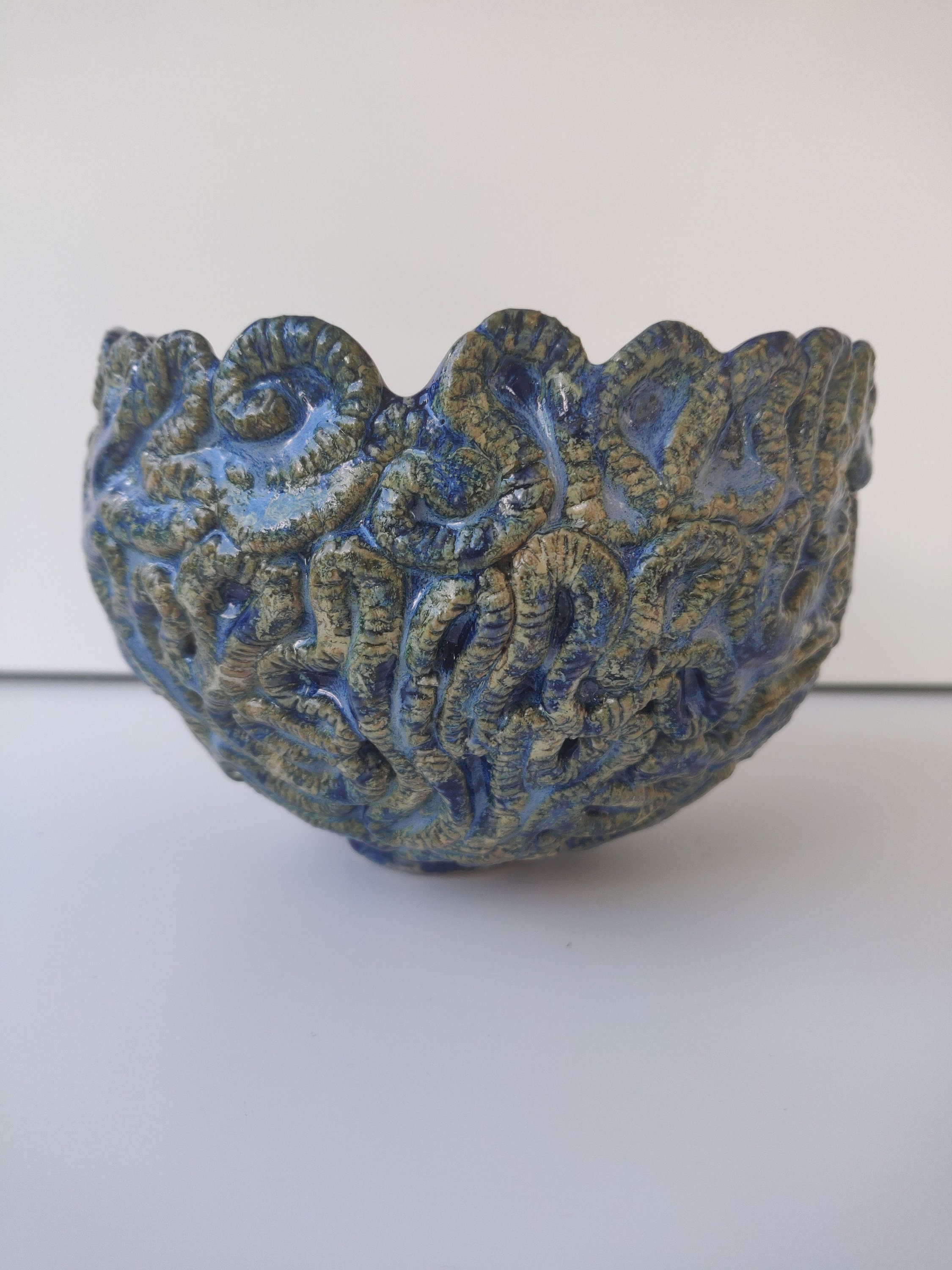 Blue Ceramics Vessel - Inspired by Brain Corals - Etsy