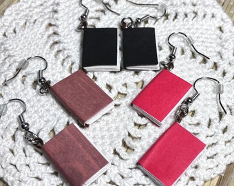 Miniature Square Shape Bookshelf Earrings, Librarian Gifts, Books ...