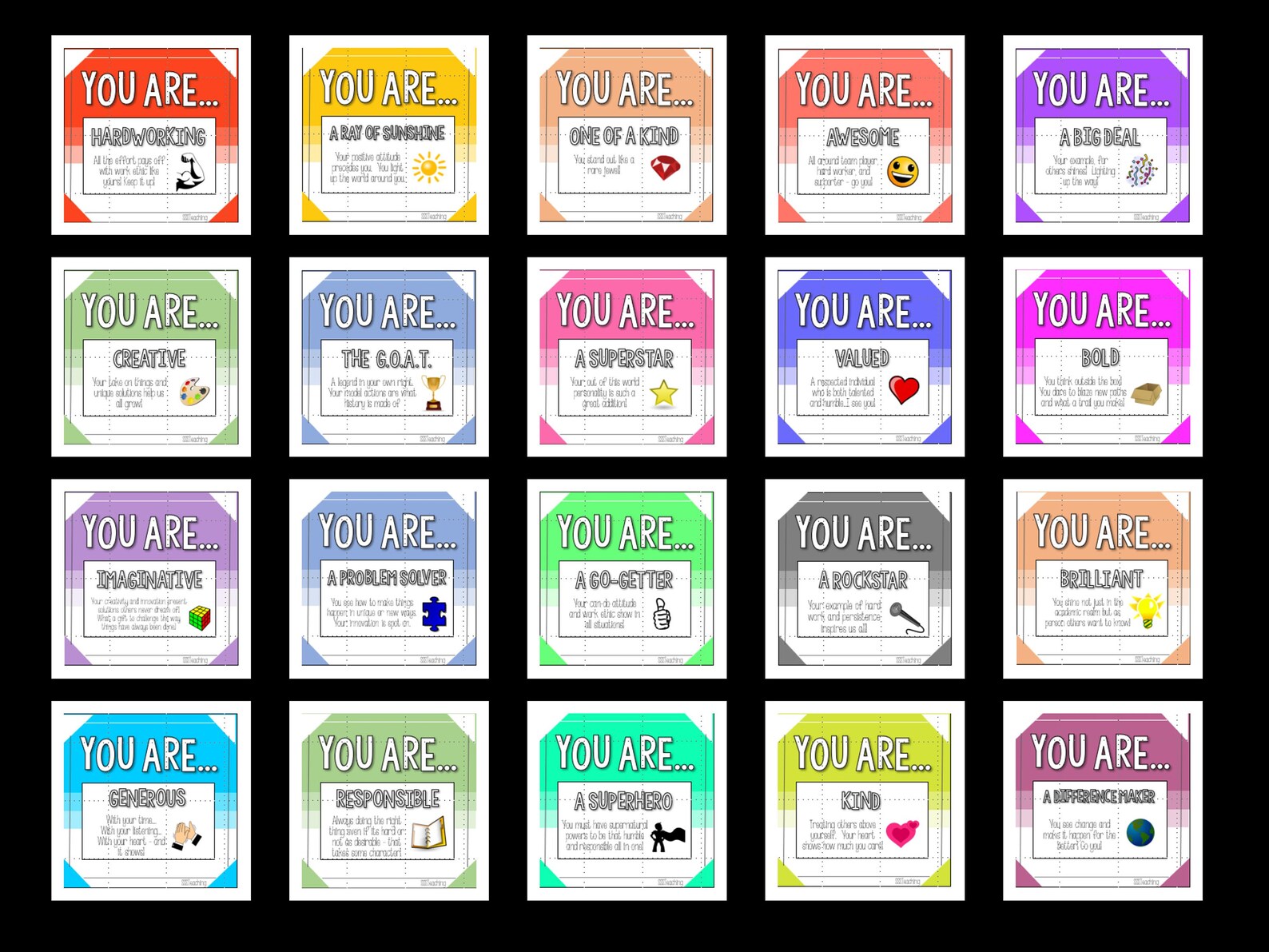 Spread Love With 24 Compliment Positive Notes for Classroom Community ...