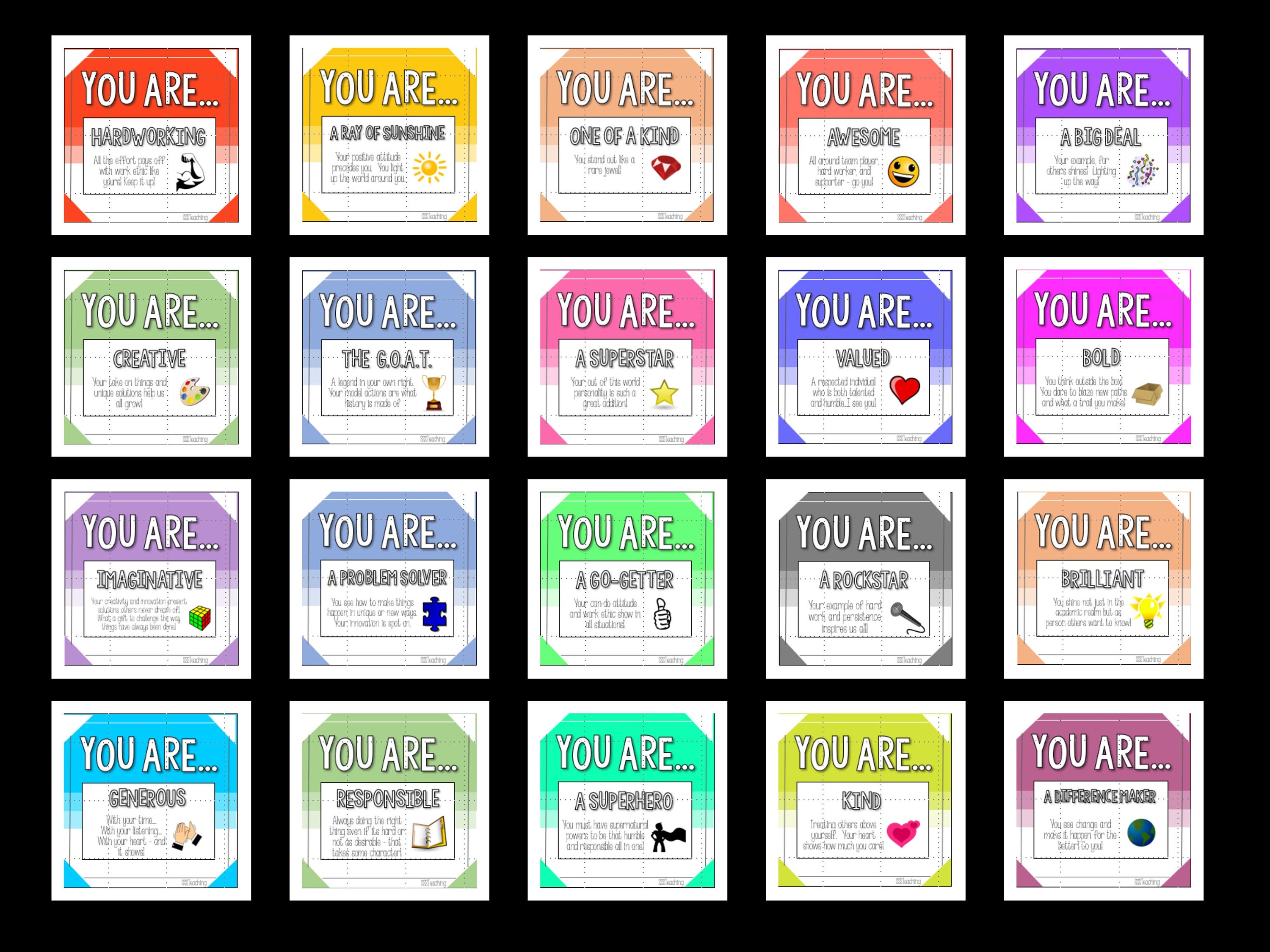Spread Love With 24 Compliment Positive Notes for Classroom Community ...