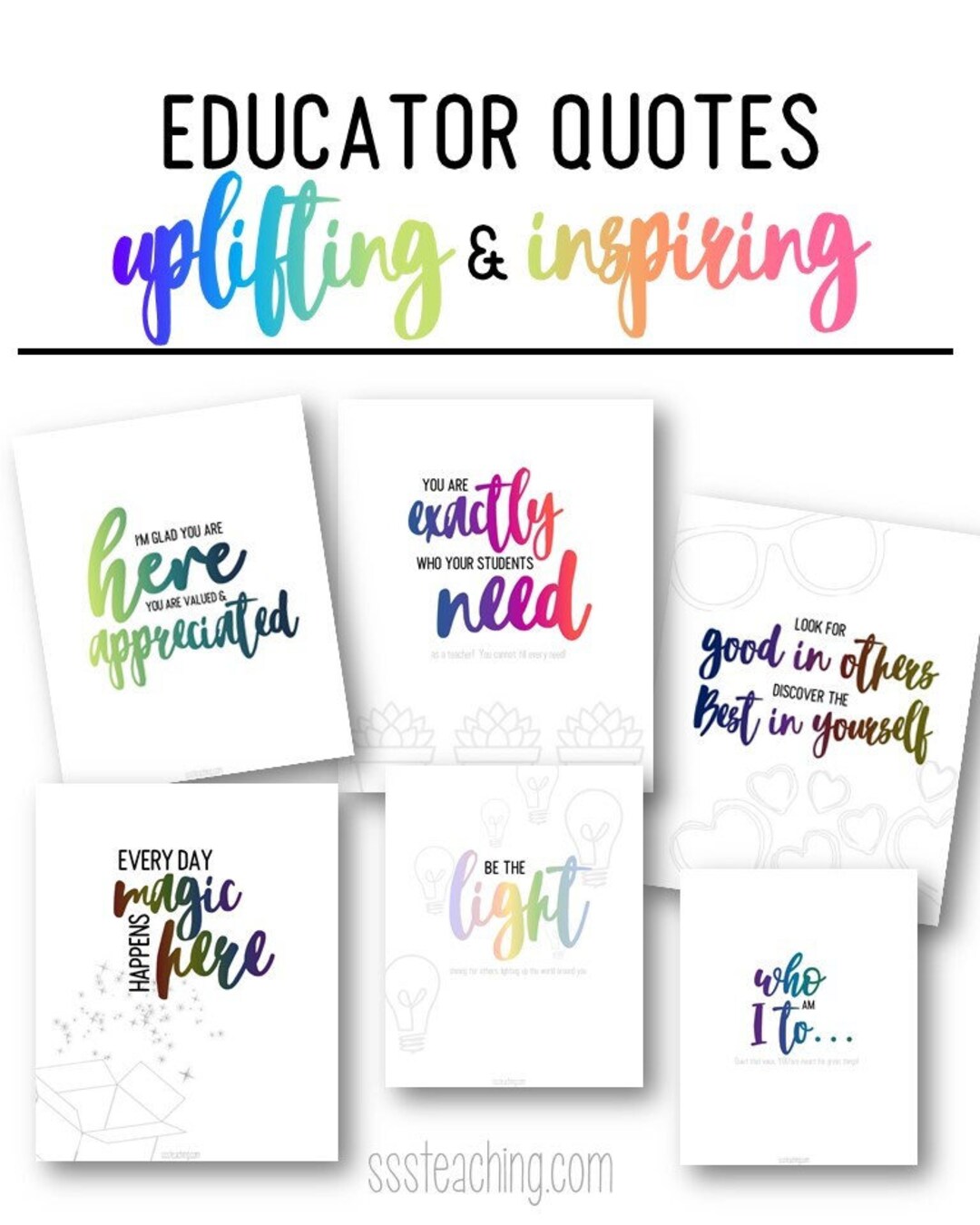15 Uplifting Teacher Quote Messages Printable Digital Download for ...