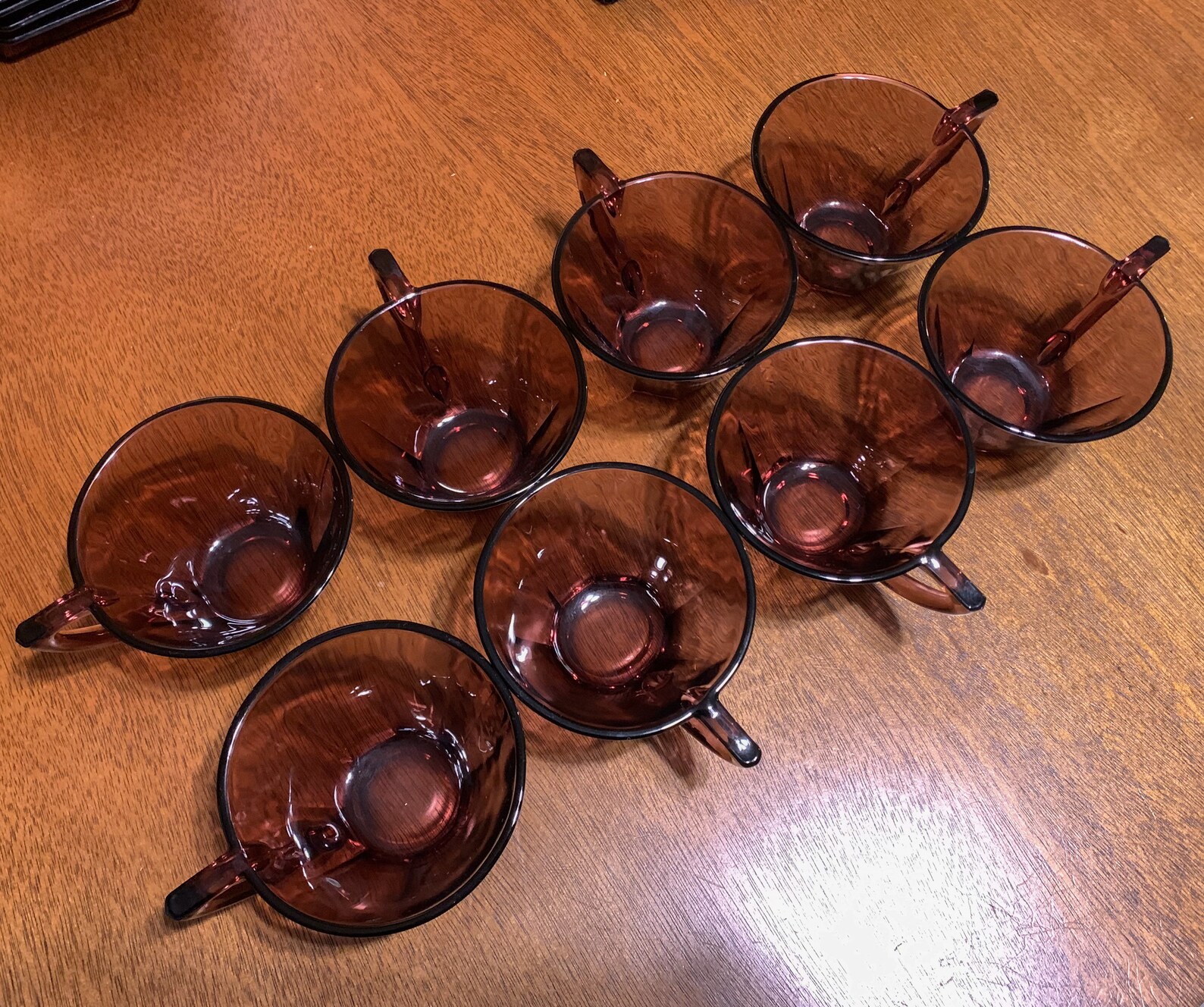 Vintage Amethyst Glass Tea Cups and Saucers - Set of 8 - Etsy