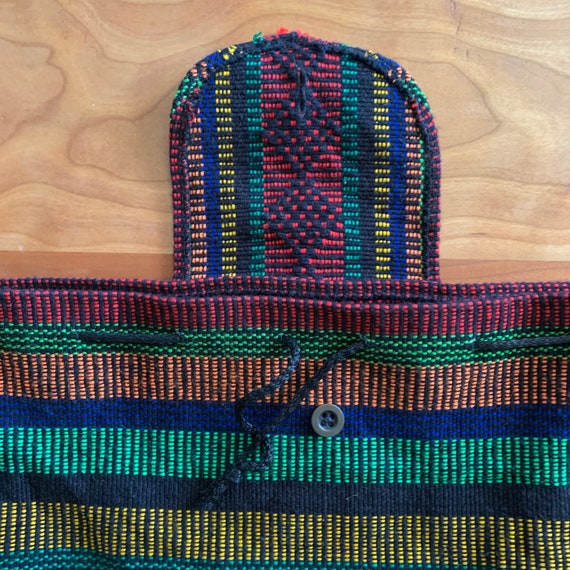 Rainbow, Bold, Black Woven Baja Boho Backpack - Gem