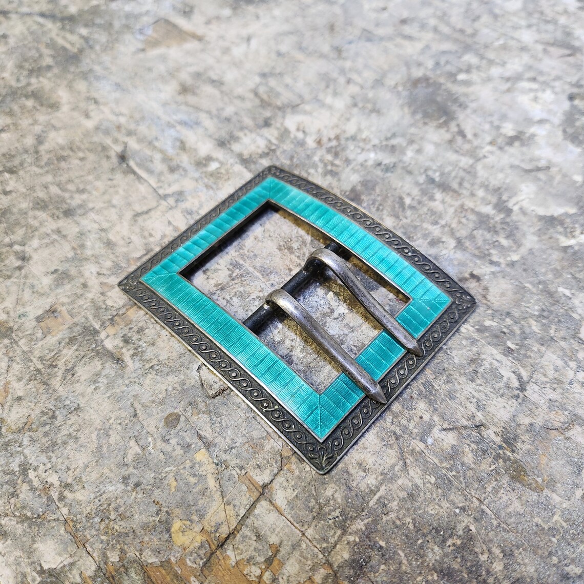 Antique Guilloche Enameled Sterling Silver Belt Buckle - Etsy