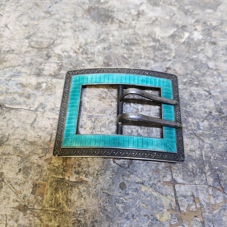 Antique Guilloche Enameled Sterling Silver Belt Buckle - Etsy