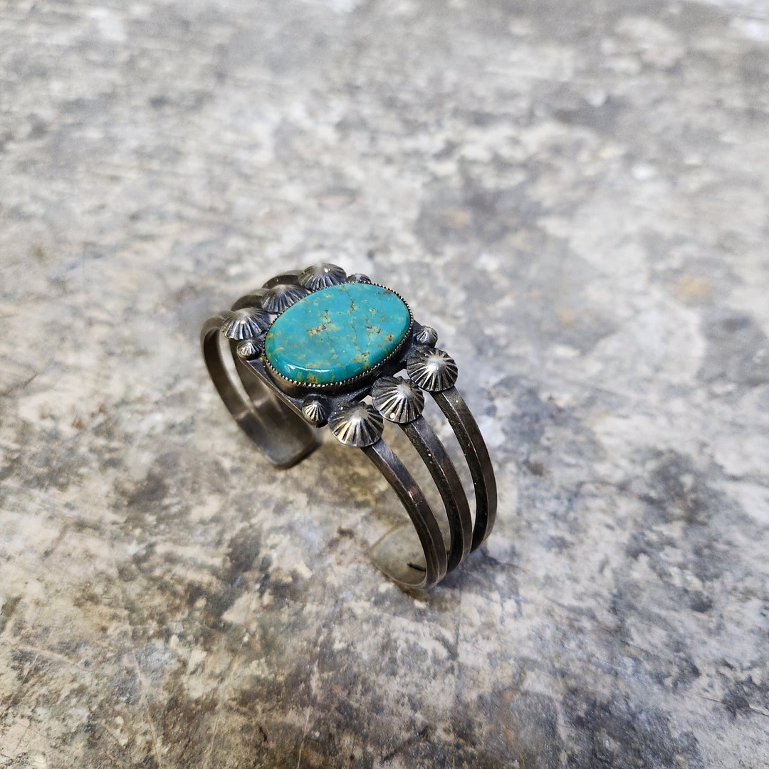 Vintage Harry Morgan Turquoise Cuff Bracelet Navajo Sterling Silver - Etsy