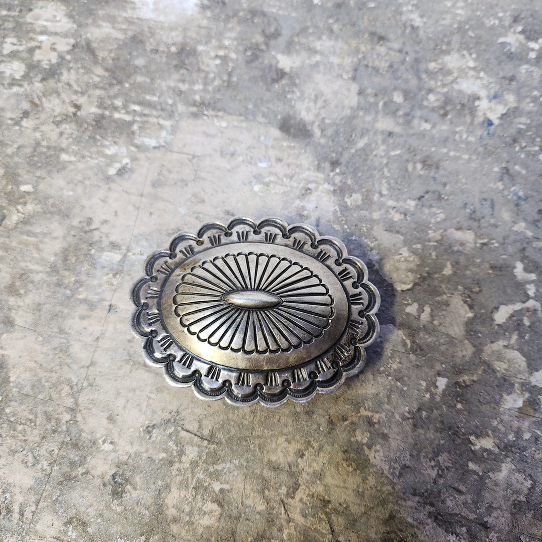 Navajo Silver Concha Belt Buckle Vintage 3 Inches - Etsy