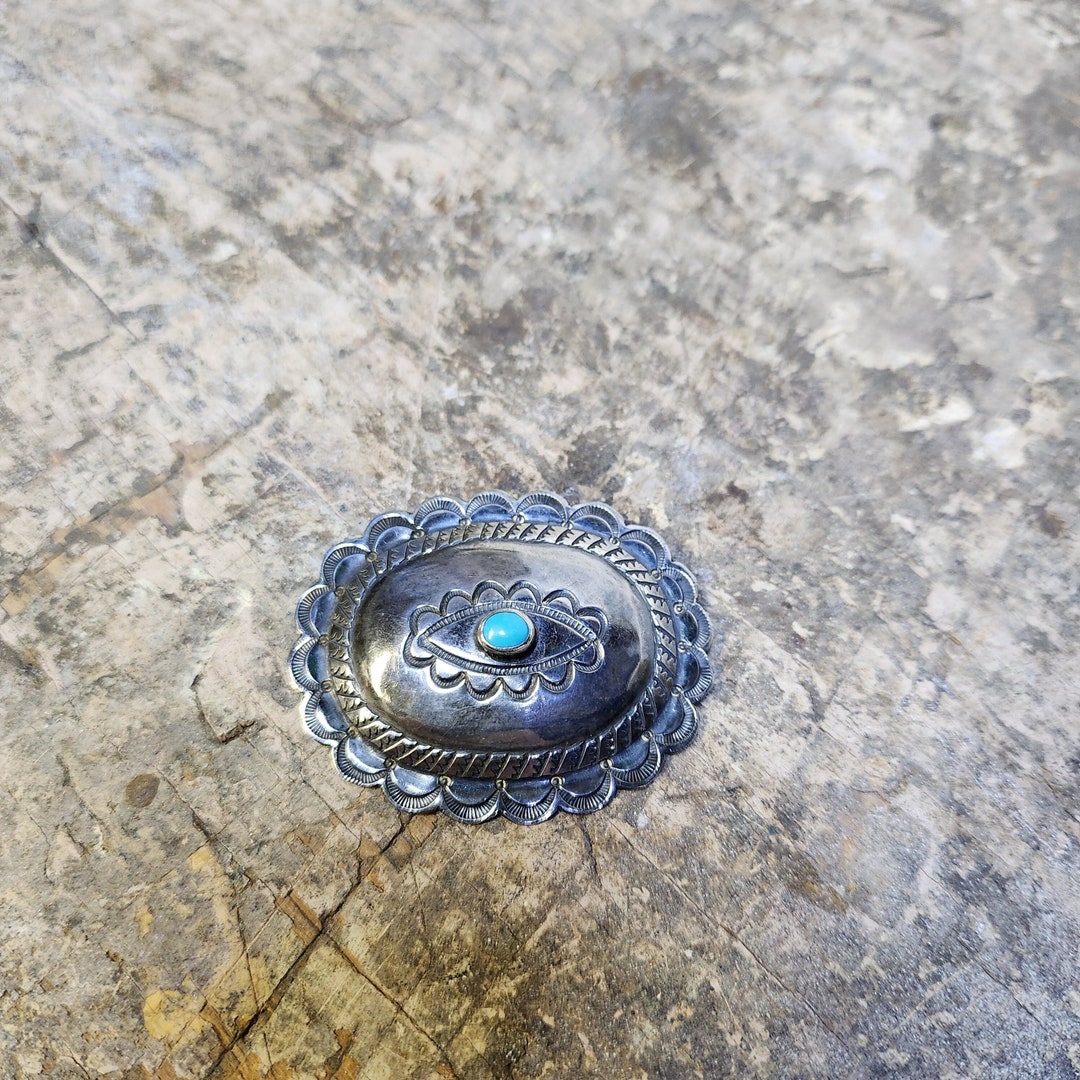 Vintage Navajo Turquoise Concha Slide Sterling Silver - Etsy