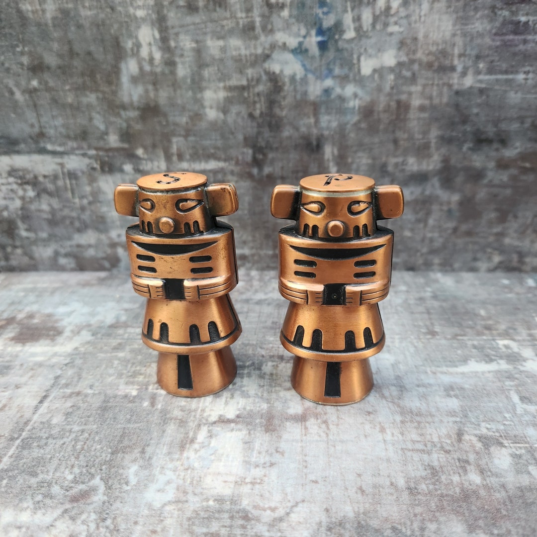 Bell Trading Post Kachina Salt and Pepper Shakers Vintage Solid Copper ...