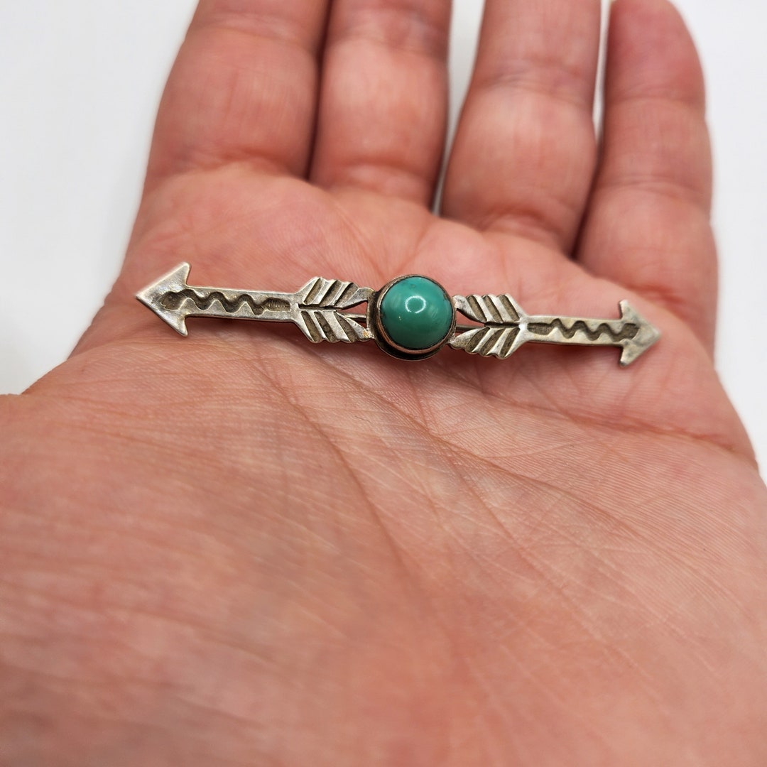Antique Navajo Snake & Arrow Turquoise Pin Sterling Silver - Etsy