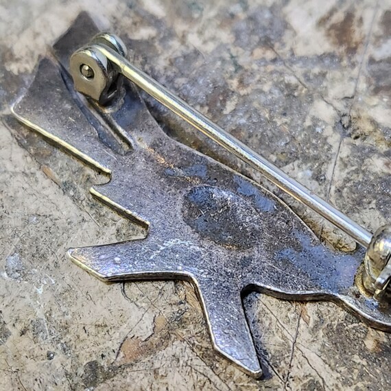 Vintage Southwestern Roadrunner Pin Sterling Silver a… - Gem