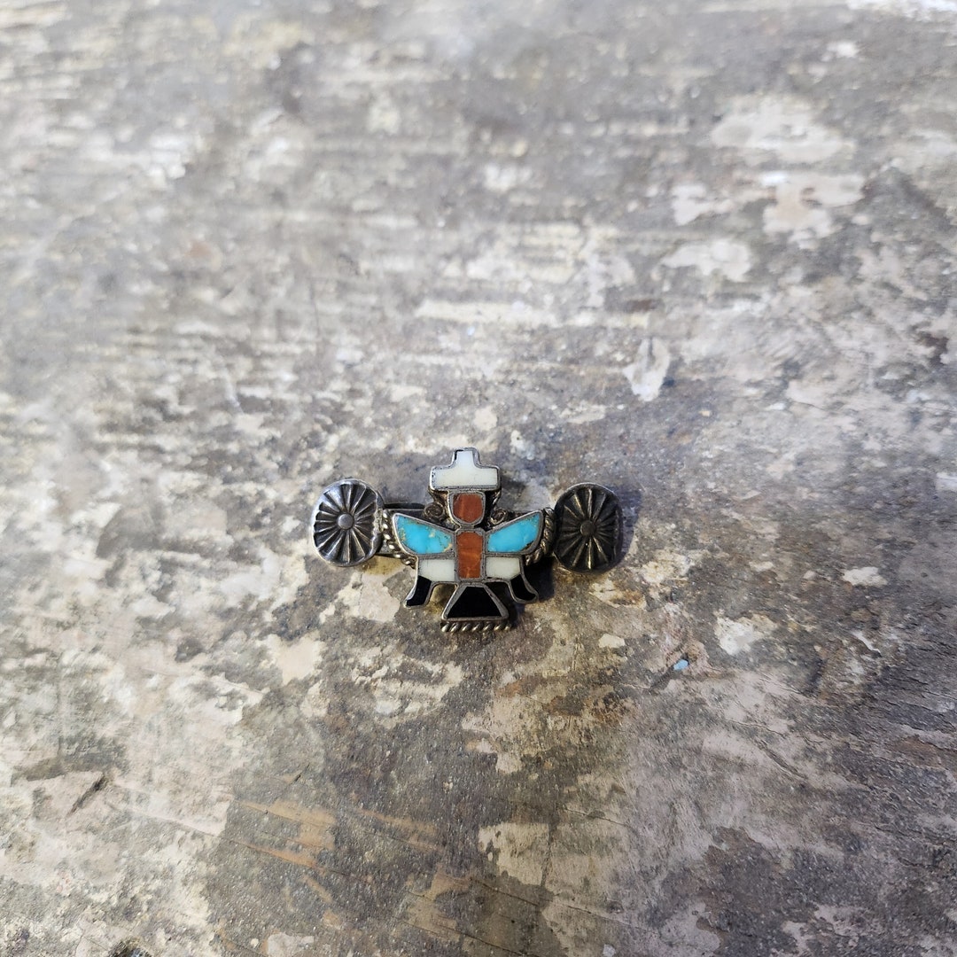 Vintage Zuni Inlay Knifewing Tie Clip - Etsy