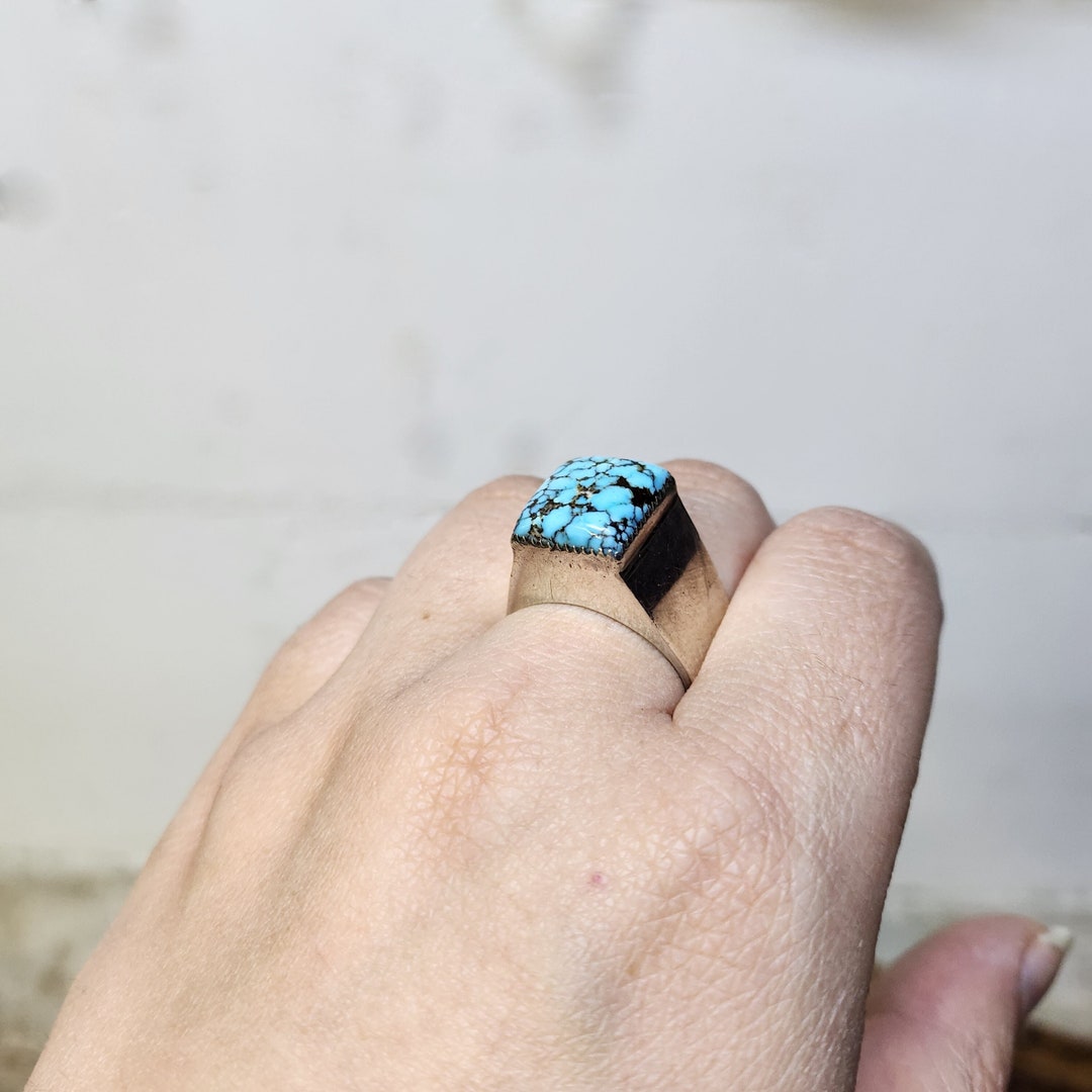 Vintage Bobby Tewa Natural Turquoise Statement Ring Size 10.75 - Etsy