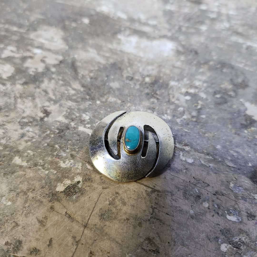 Vintage Southwestern Turquoise Spiral Brooch - Etsy