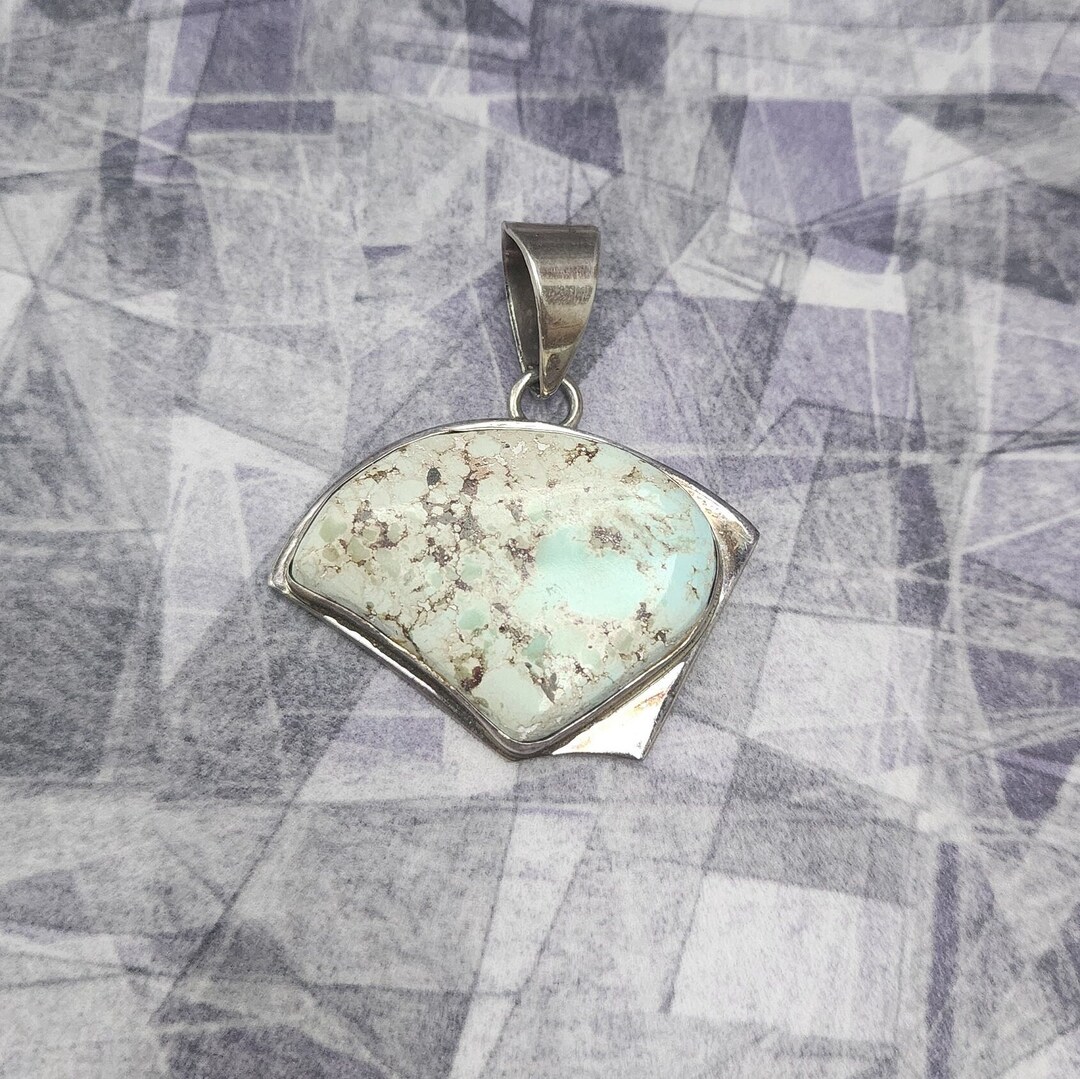 Navajo Dry Creek Turquoise Pendant by Jefferson Abeyta Vintage Sterling ...