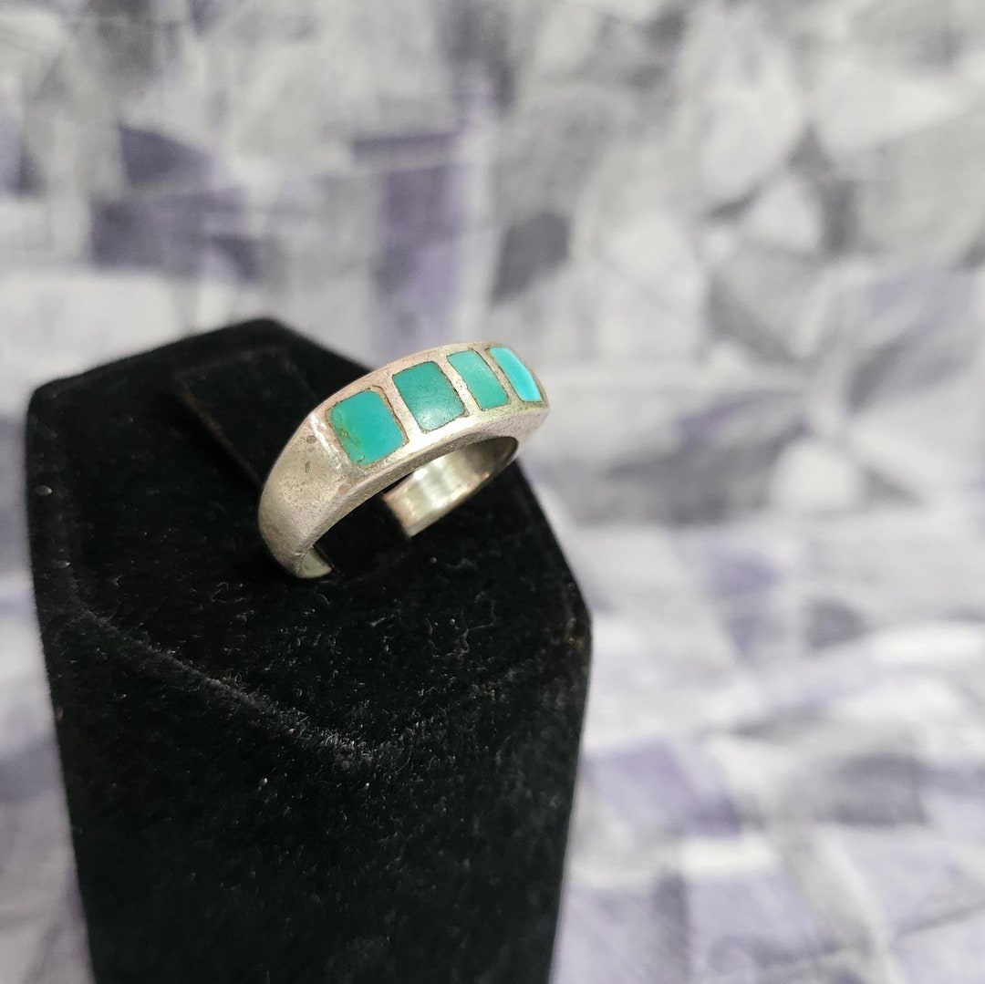 Zuni Turquoise Ring Size 5 Vintage Sterling Silver - Etsy