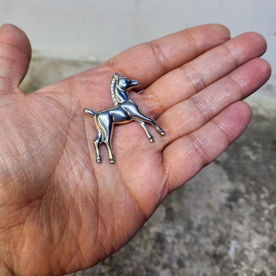 Vintage 1950s Sterling Silver Horse Brooch Lang - Etsy