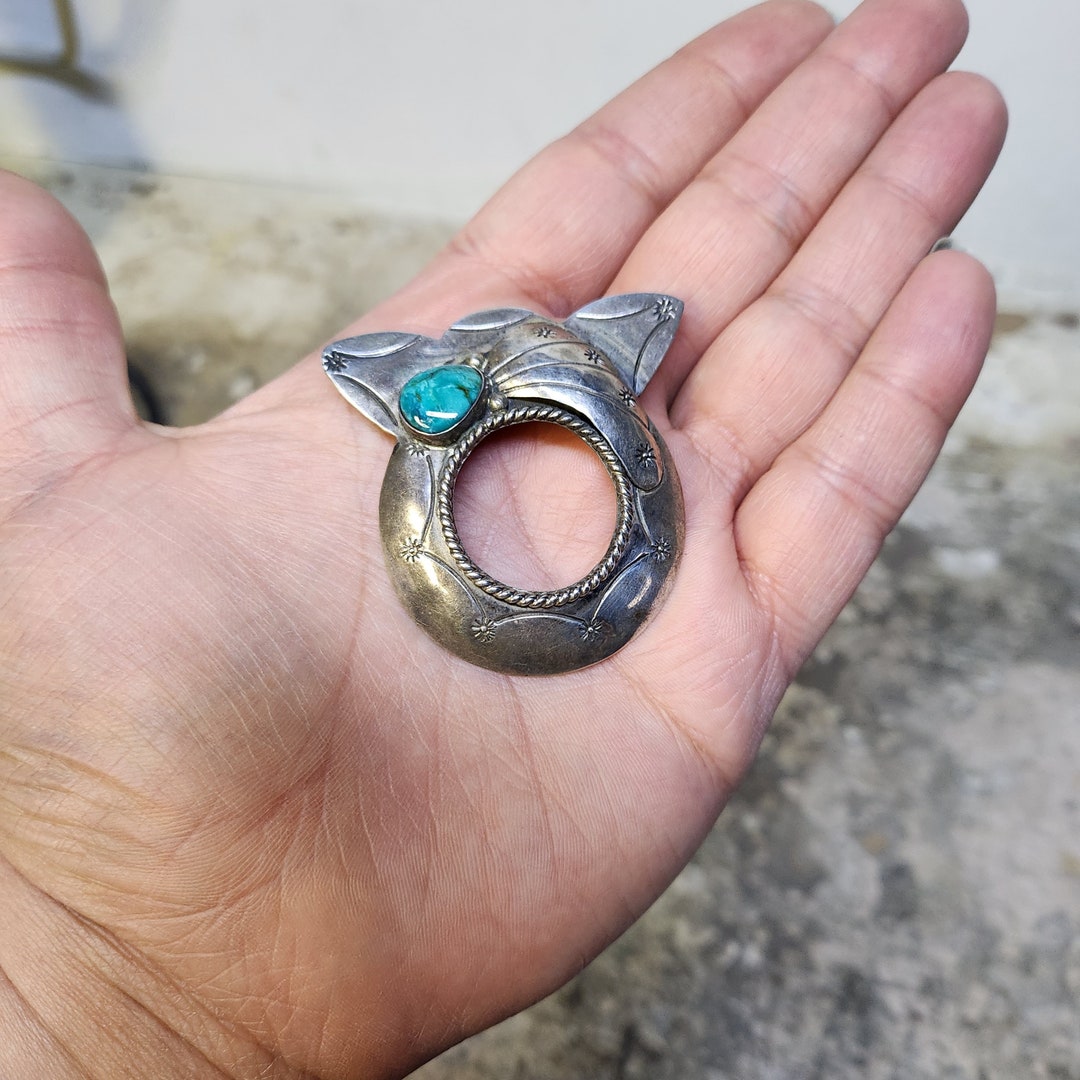 Unusual Navajo Pin Vintage Sterling Silver Turquoise - Etsy