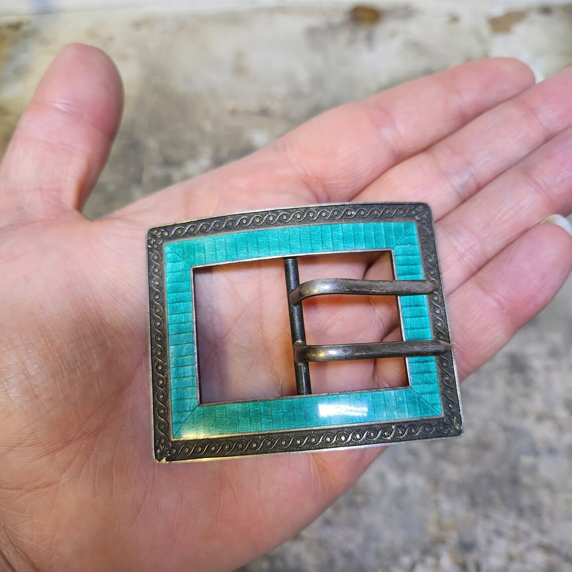 Antique Guilloche Enameled Sterling Silver Belt Buckle - Etsy