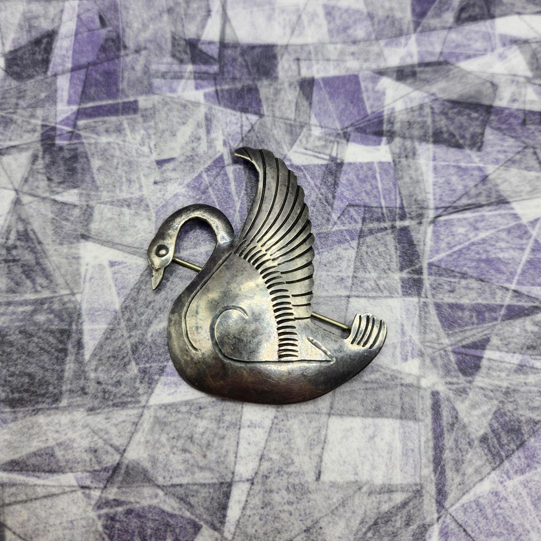 Navajo Bird Pin Vintage Handwrought Sterling Silver Swan Brooch - Etsy