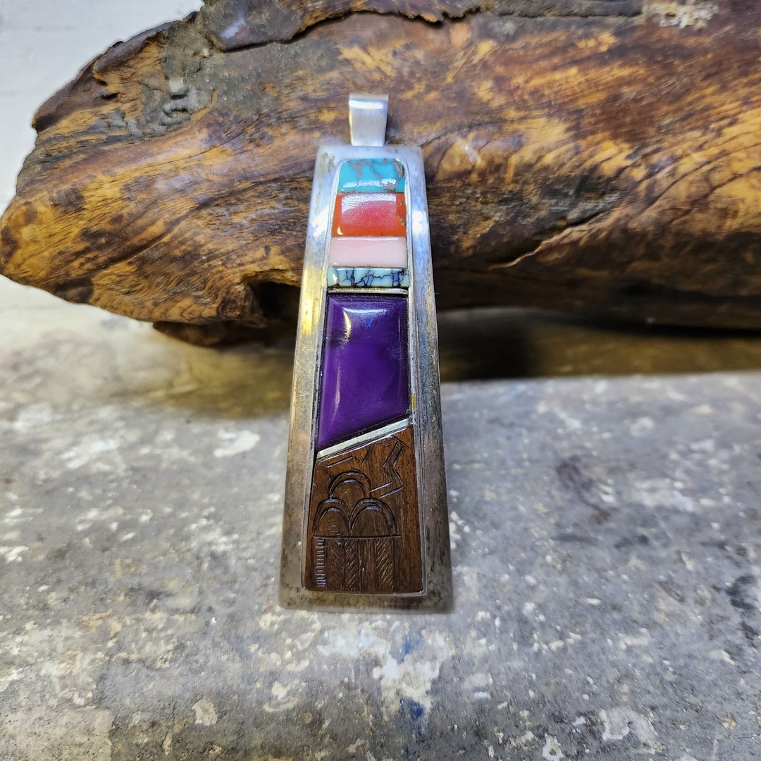 Hopi Phillip Sekaquaptewa Inlaid Pendant With Sugilite, Turquoise ...