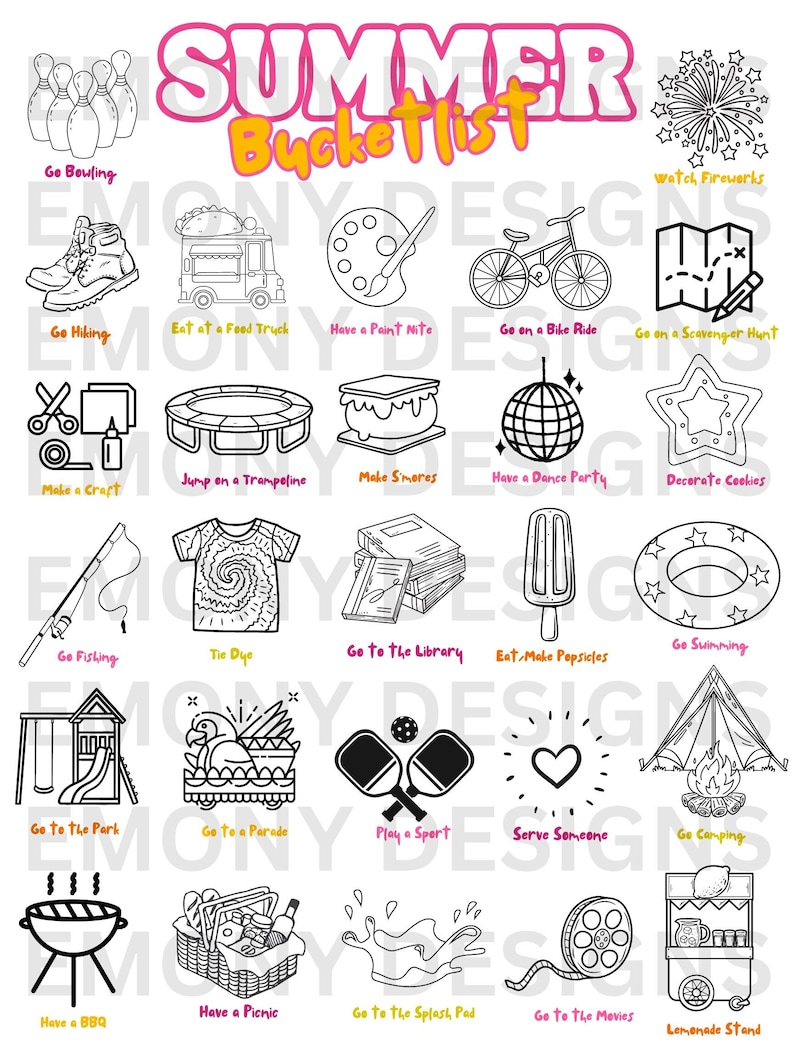 Summer Bucket List Printable - Etsy