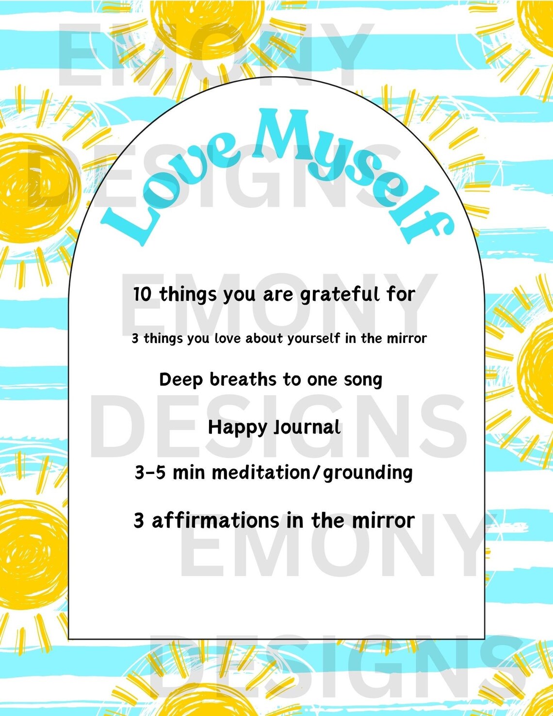 Love Myself Daily Self-care Chart for Kids - Printable Gratitude and ...