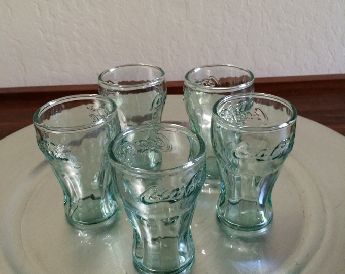Miniature Coke Glass, Small Coke Shot Glass Green Glass Coca Cola ...