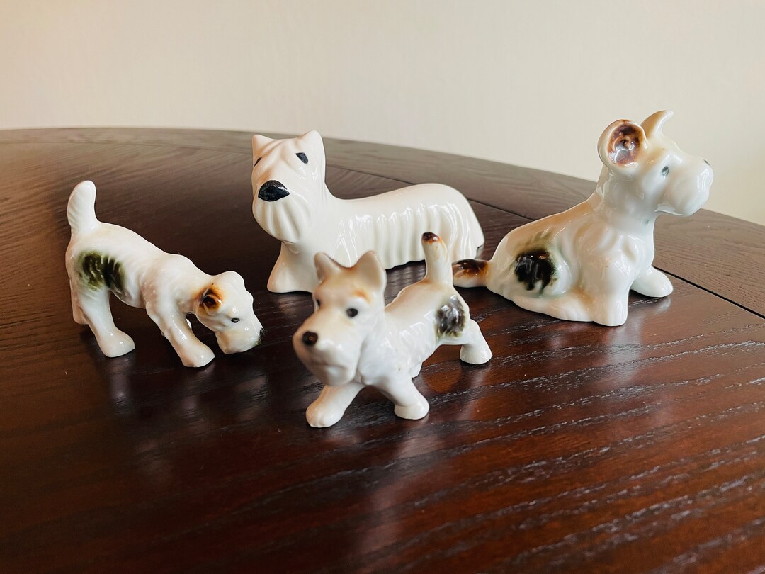 Vintage Terrier Dogs and Pups, Schnauzer Family, Japan Porcelain Dog ...