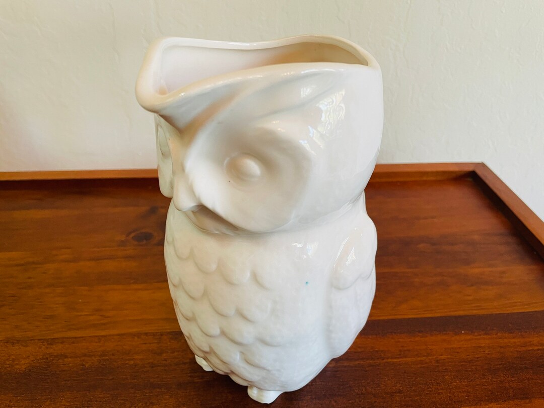 Vintage Owl Pitcher, MCM White Owl Ceramic Marked 885 Shafford Japan - Etsy