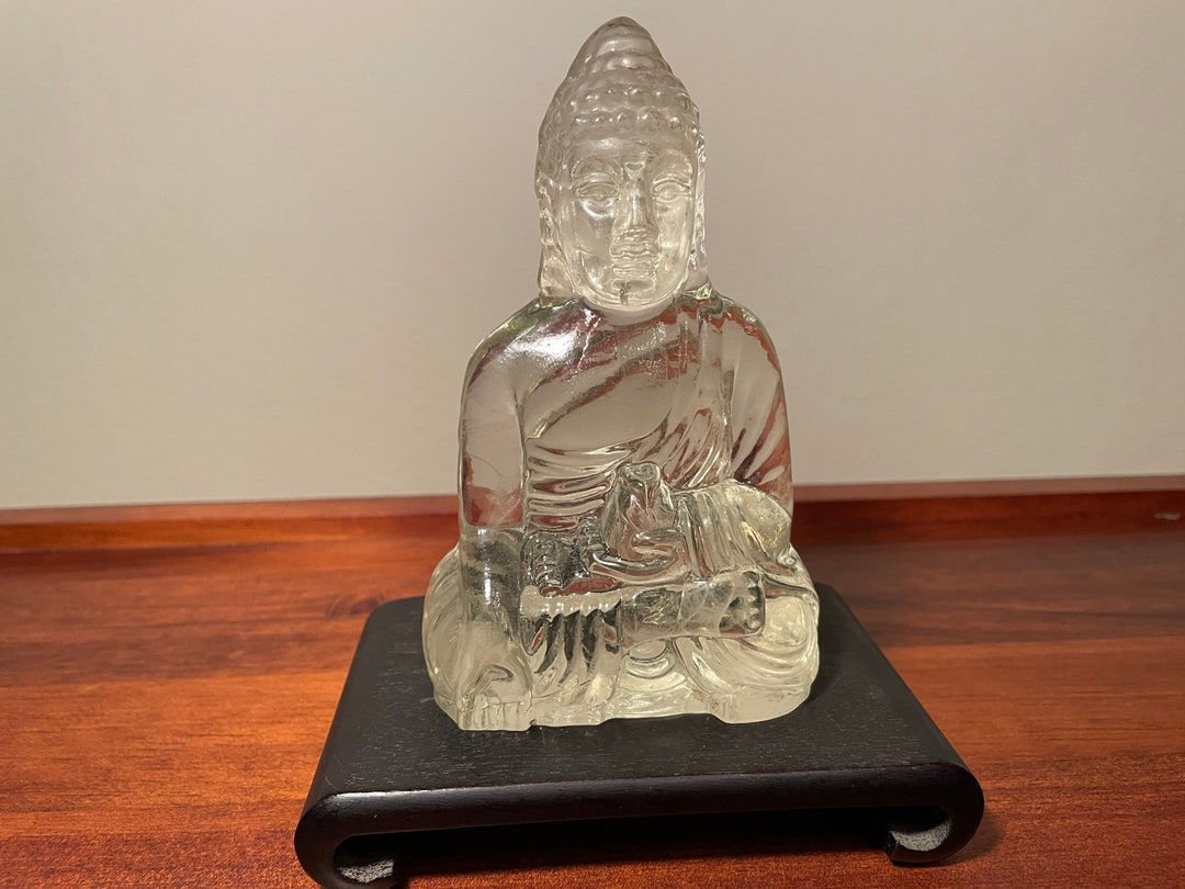 Molten Glass Buddha Statue With Stand, Buddhist Guanyin Figure, Mercy ...