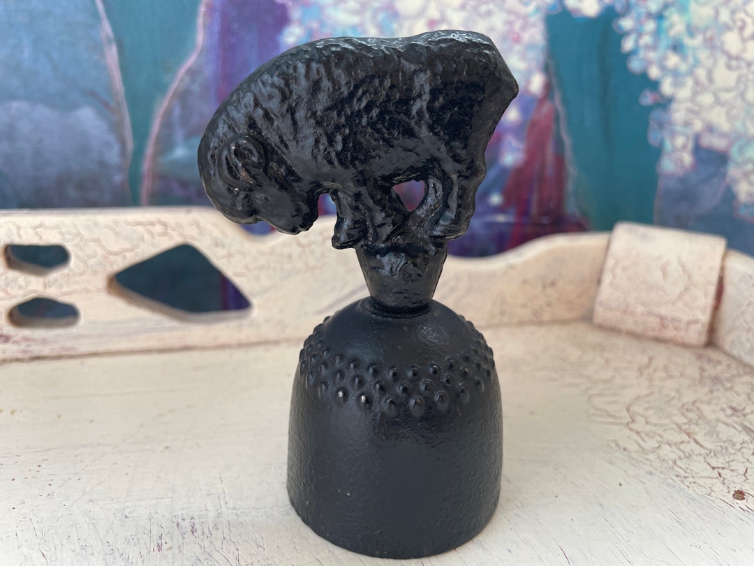 Kotobuki Iron Ram Hand Bell, Japanese Iron Animal Ringing Bell Original ...