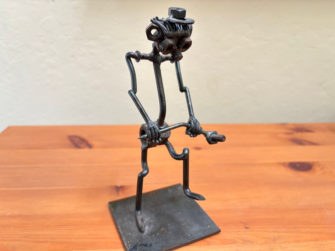 Metal Nuts and Bolts Strongman Art Sculpture, Steampunk Salvage, Rusty ...