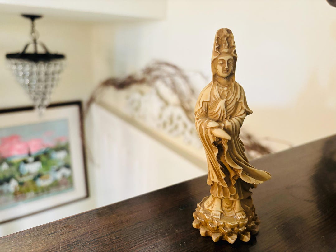 Kuan Yin Statue Compassion Goddess Sculpture Altar Figurine, Buddhist ...