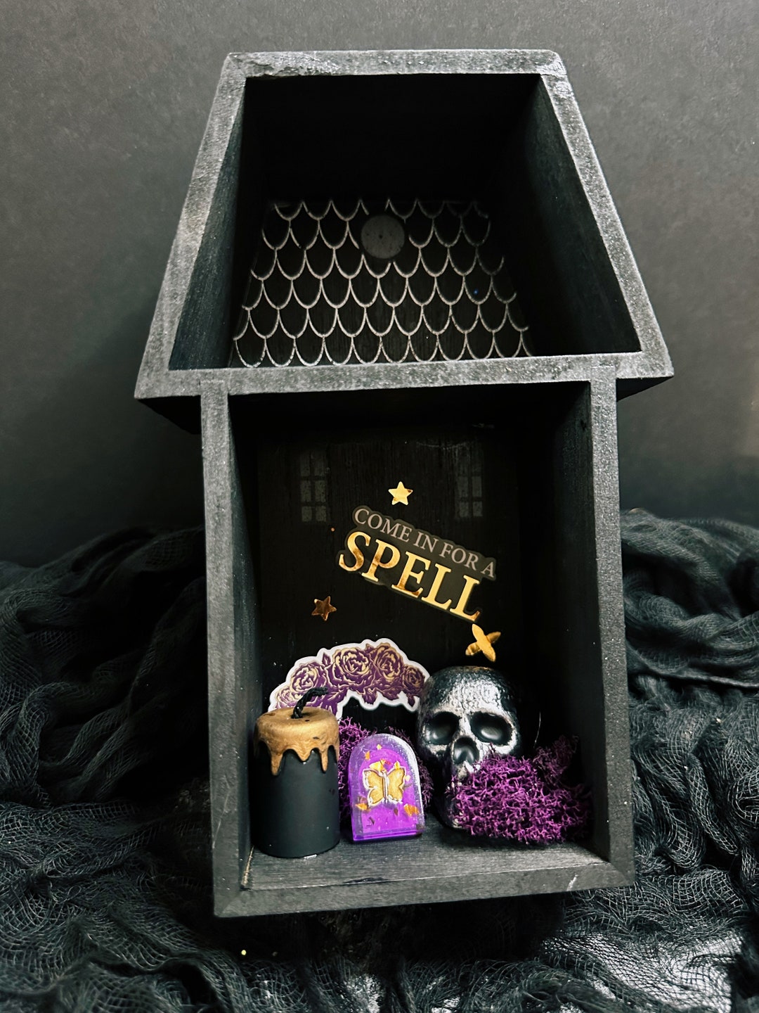 Haunted House Crystal Shelf Witchy Display Shelf Spooky - Etsy