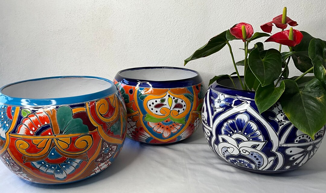 Round Colorful Flower Pot - Etsy