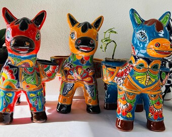 Talavera Pottery Planter Donkey Animal Figure Ceramic Flower Pot ...