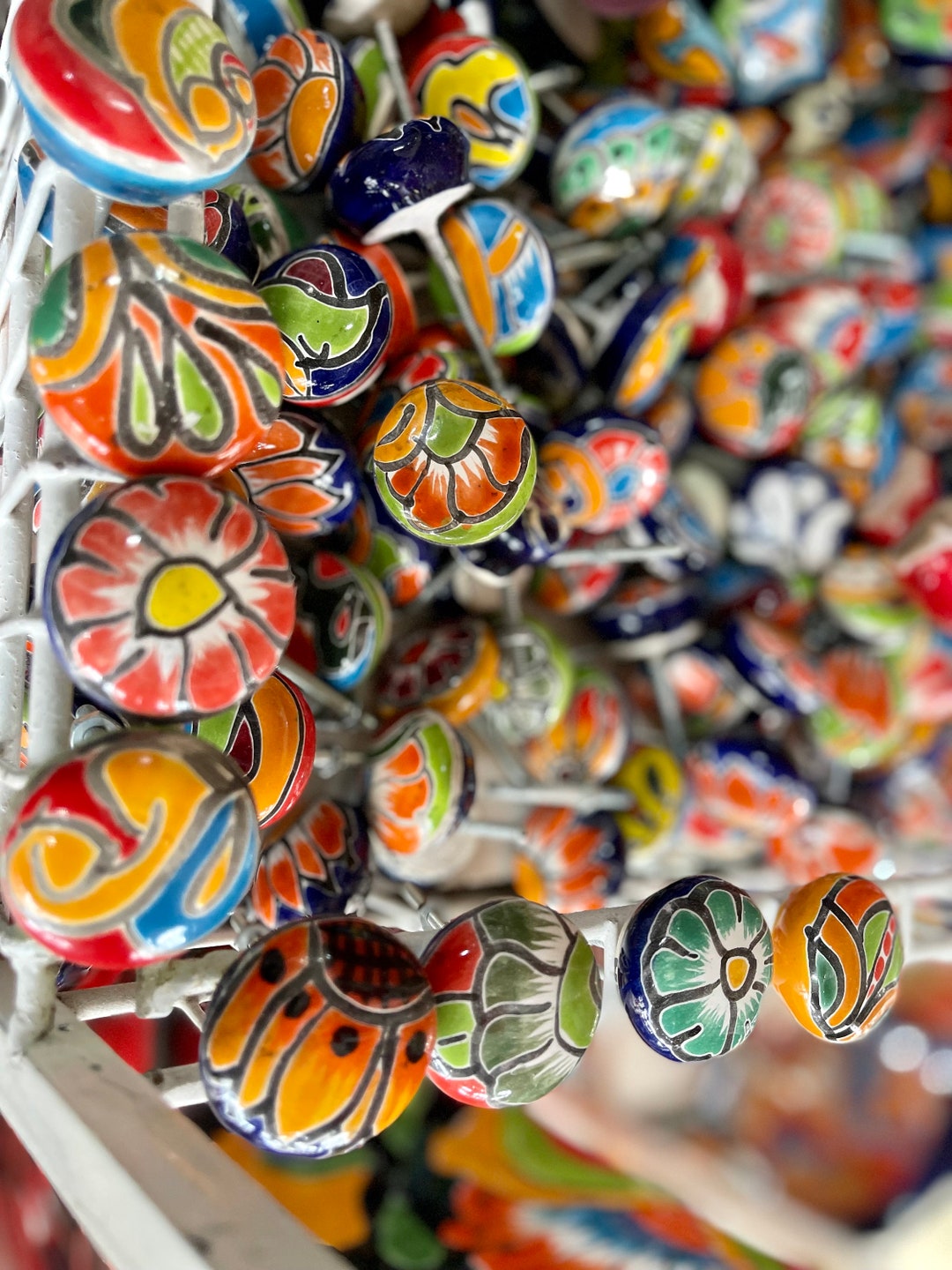8 Multicolor Talavera Knobs - Etsy