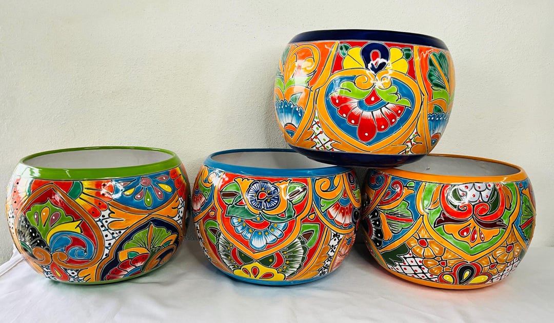 Round Colorful Flower Pot - Etsy