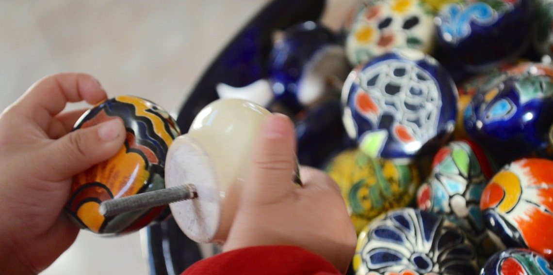 7 Multicolor Talavera Knobs | Etsy