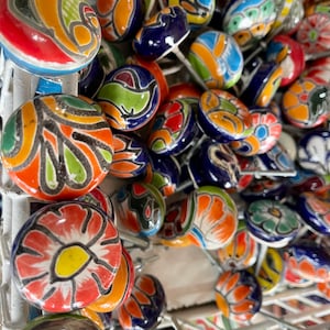 8 Multicolor Talavera Knobs - Etsy
