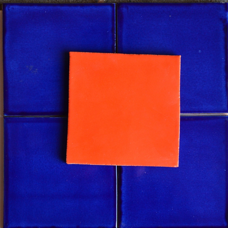 Orange and Blue Talavera Tile - Etsy
