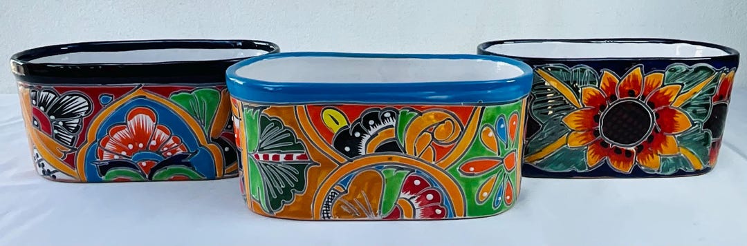Colorful Talavera Long Pot - Etsy