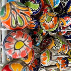 8 Multicolor Talavera Knobs - Etsy