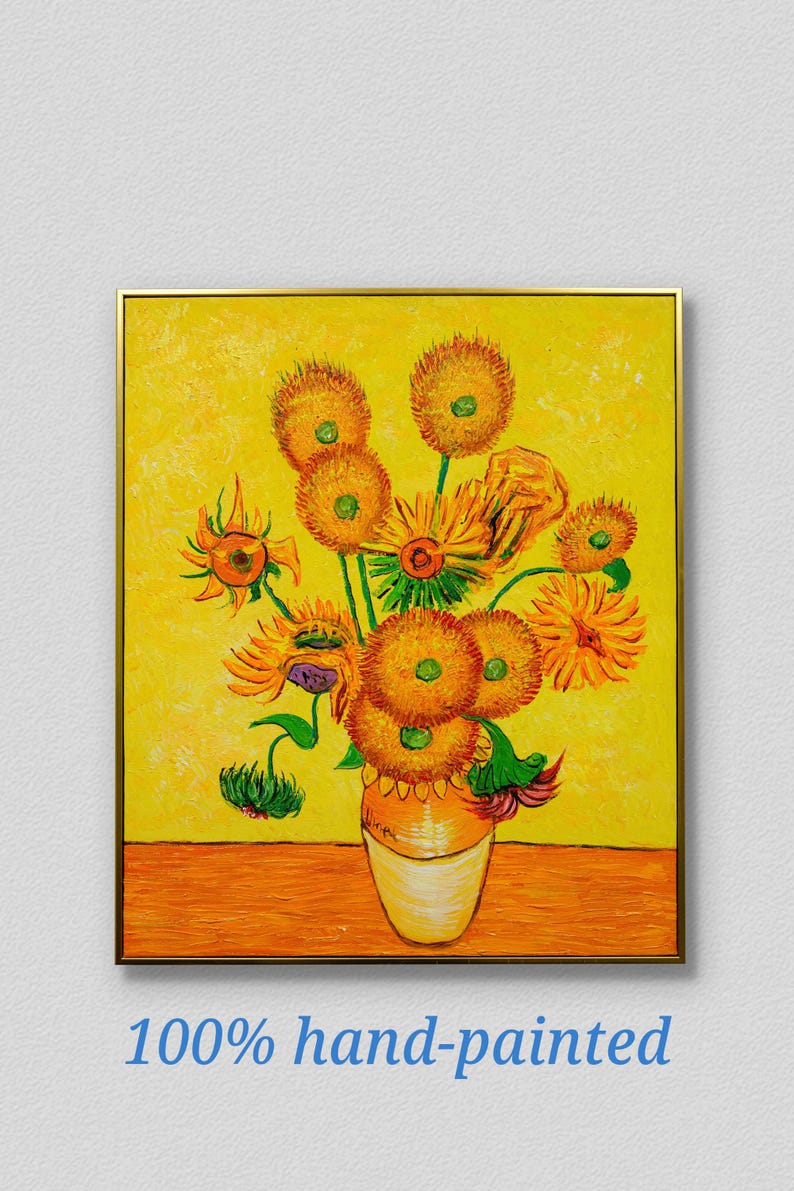 Stunning Vincent Van Gogh Inspired Sunflowers Reproduction - Hand ...