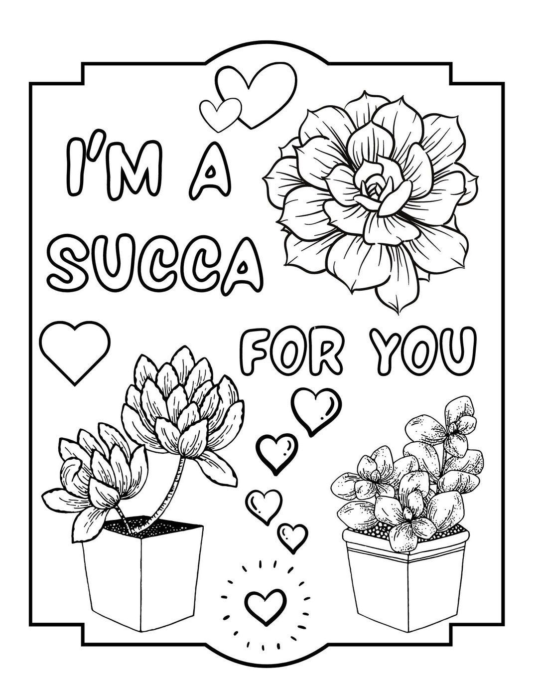 I'm A Succa for You Valentines Funny Pun Coloring Book Page - Etsy