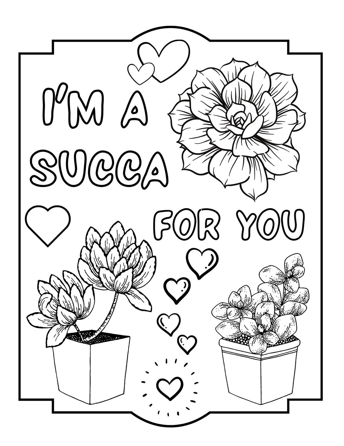 I'm A Succa for You Valentines Funny Pun Coloring Book Page - Etsy