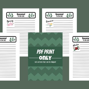 Seasonal to Do List Planner PDF Print - Etsy
