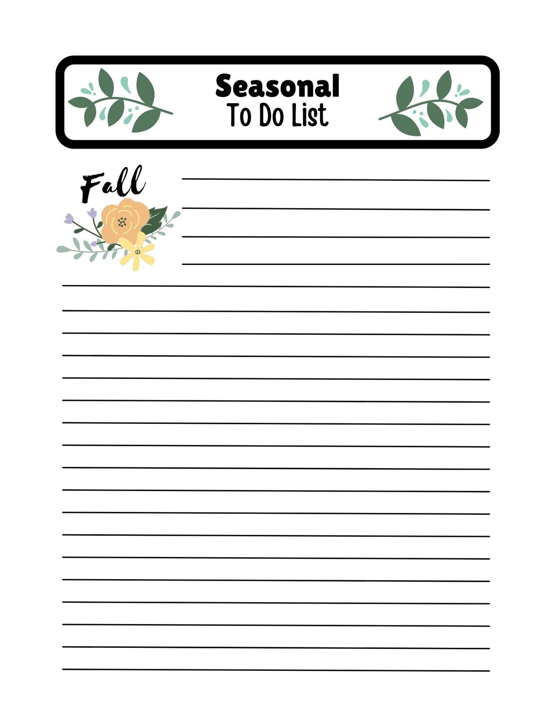 Seasonal to Do List Planner PDF Print - Etsy